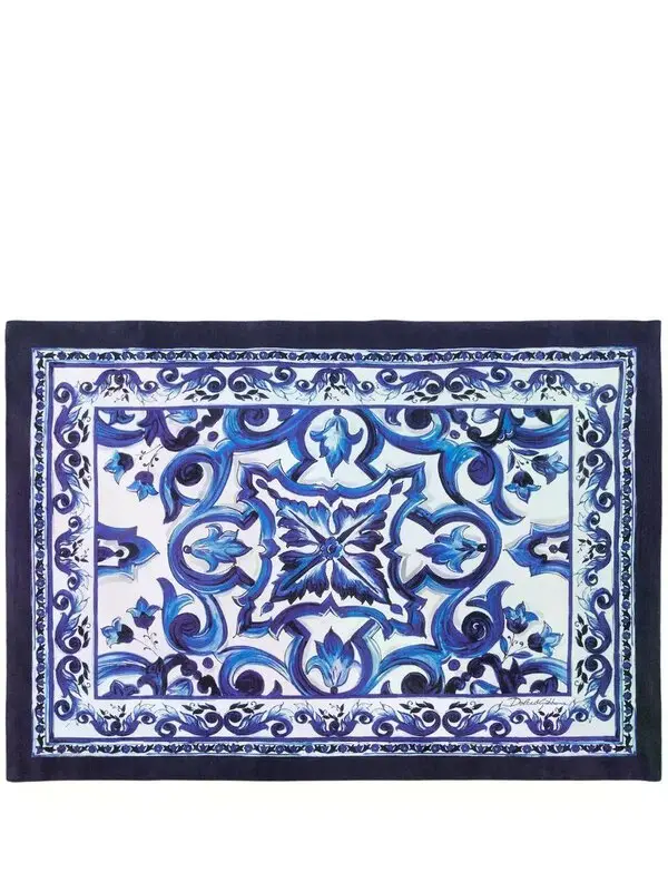 Dolce & Gabbana Blu Mediterraneo-print Placemat And Napkin Set - Blue