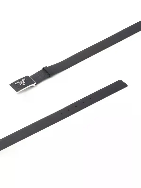 Prada Logo-plaque Leather Belt - Black