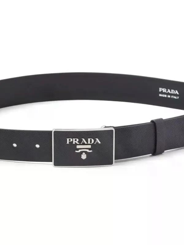 Prada Logo-plaque Leather Belt - Black