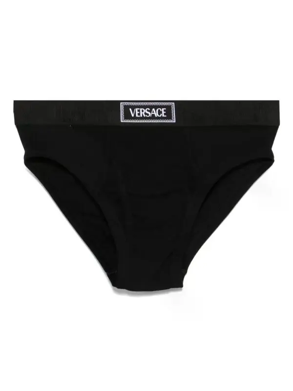 Versace Cotton Ribbed Briefs - Black