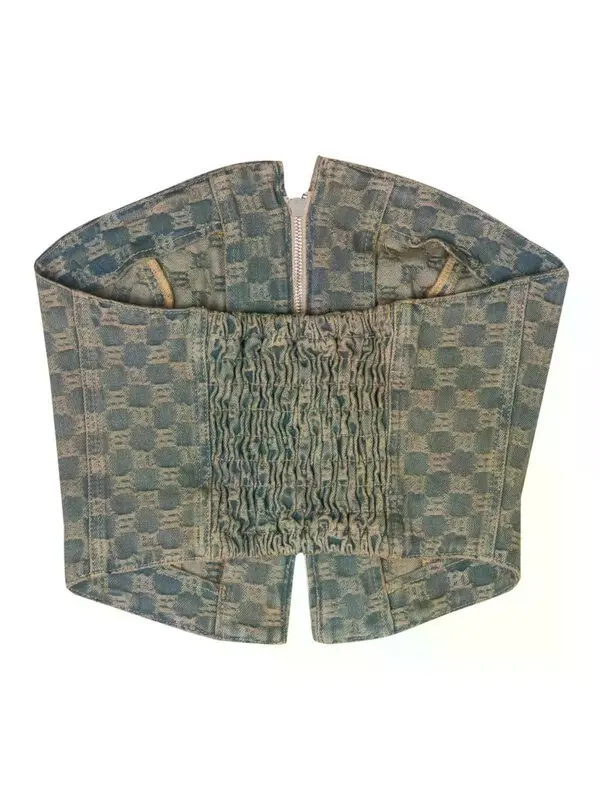 MISBHV Monogram-jacquard Denim Corset Top