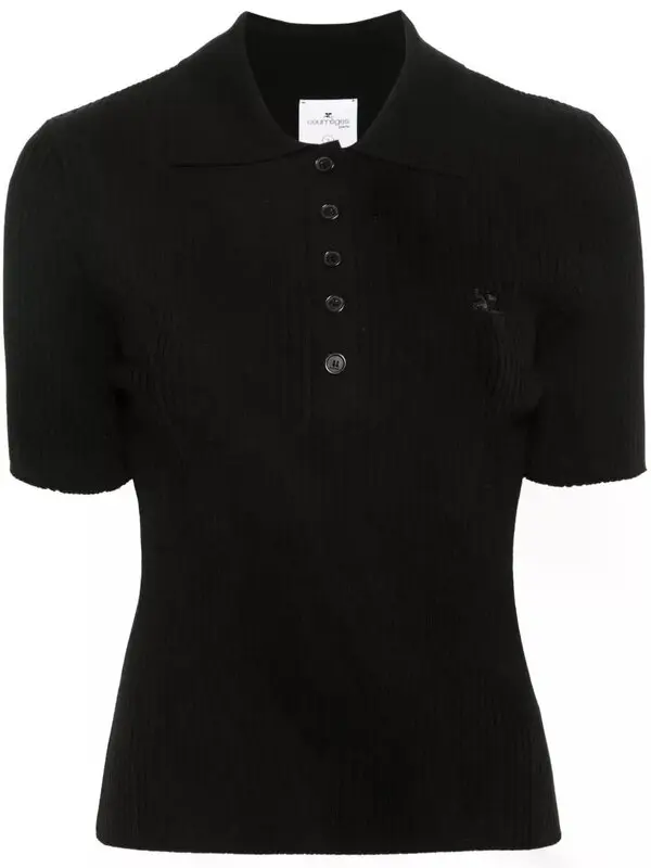 COURREGES Iconic Rib-knit Polo Shirt
