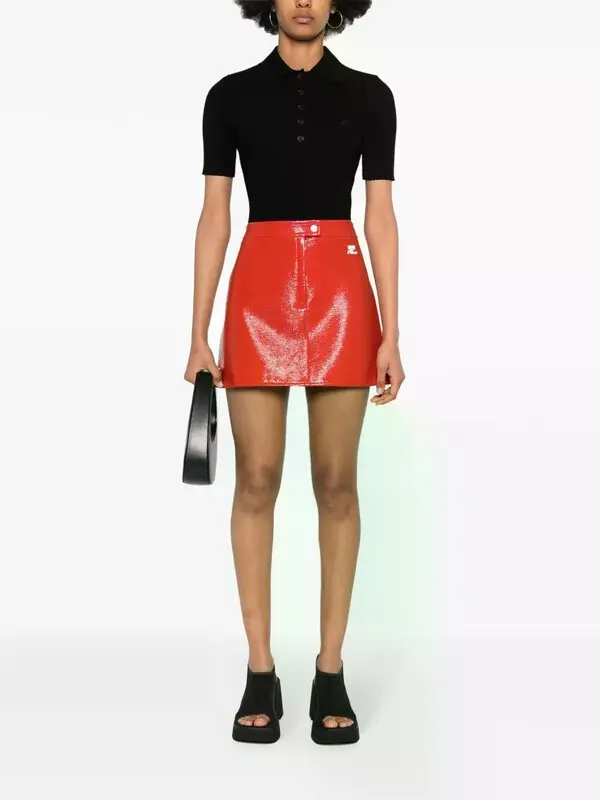 COURREGES Iconic Rib-knit Polo Shirt