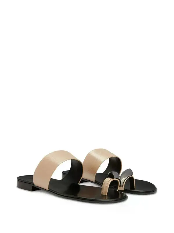 GIUSEPPE ZANOTTI Norbert Leather Toe-loop Sandals - Neutrals