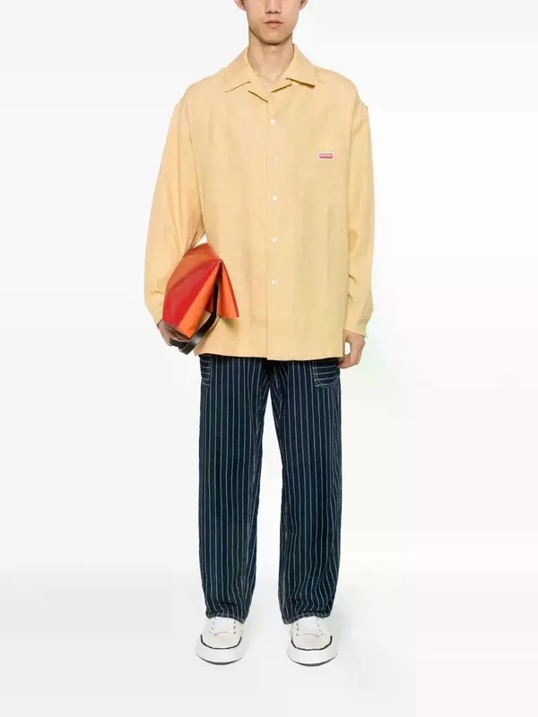 Kenzo Logo-appliqué Linen Oversized Shirt