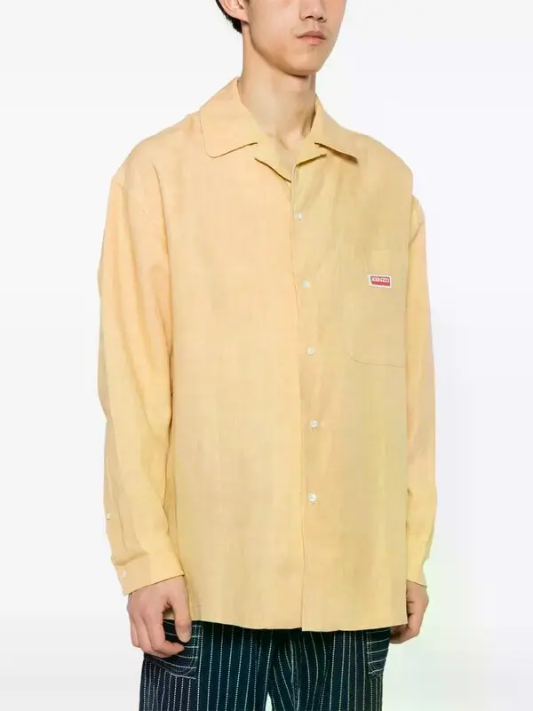 Kenzo Logo-appliqué Linen Oversized Shirt