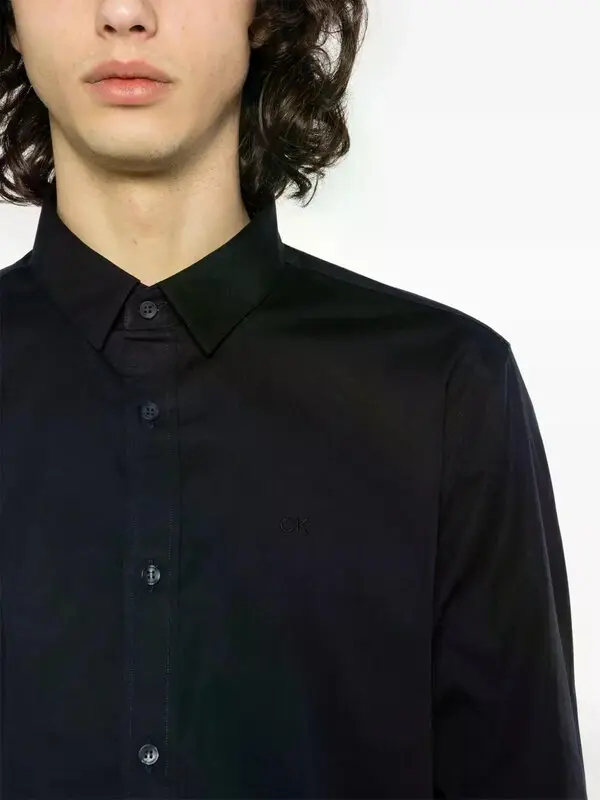 Calvin Klein Monogram-embroidered Cotton Shirt