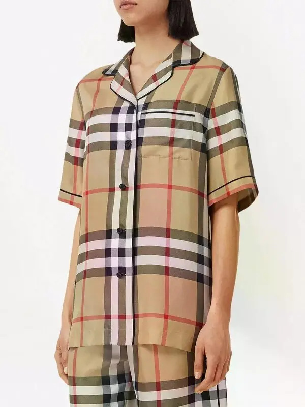 Burberry Vintage Check Silk Pajama Shirt