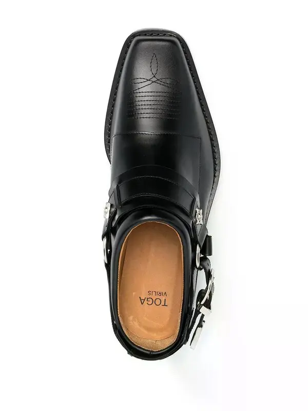TOGA VIRILIS Buckled Leather Slip-on Mules