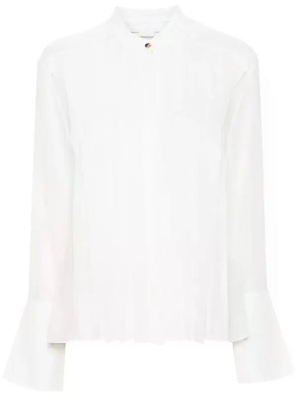 GENNY Pleated Silk Shirt - White