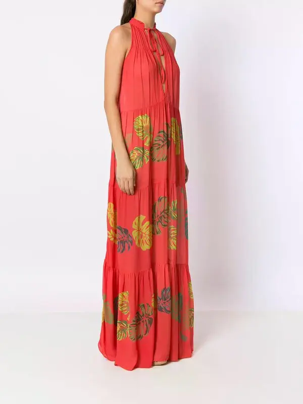 AMIR SLAMA Palm Leaf Print Maxi Dress