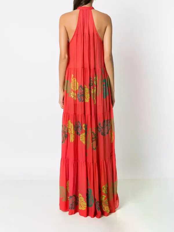 AMIR SLAMA Palm Leaf Print Maxi Dress