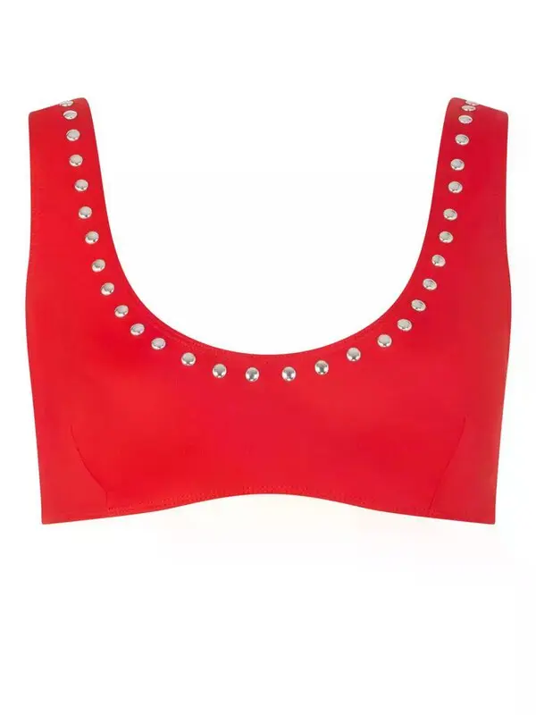 LET'S SWIM Studded Bikini Top - Red