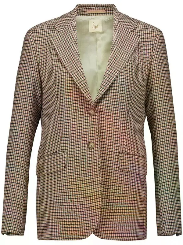 PAULA Houndstooth-check Wool Blazer
