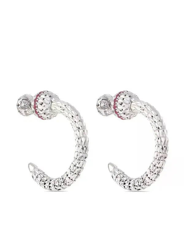 OFFICINA BERNARDI 18kt White Gold Ophidia Ruby Hoop Earrings - Silver