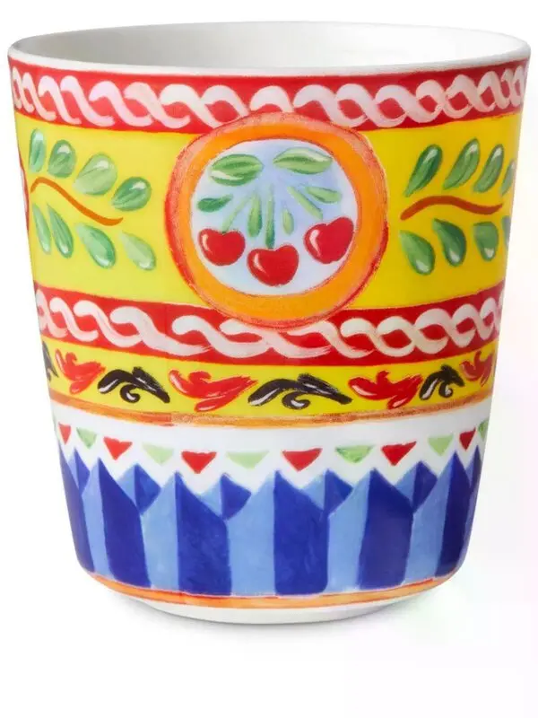 Dolce & Gabbana Patterned-floral-print Fine-porcelain Glasses - Yellow