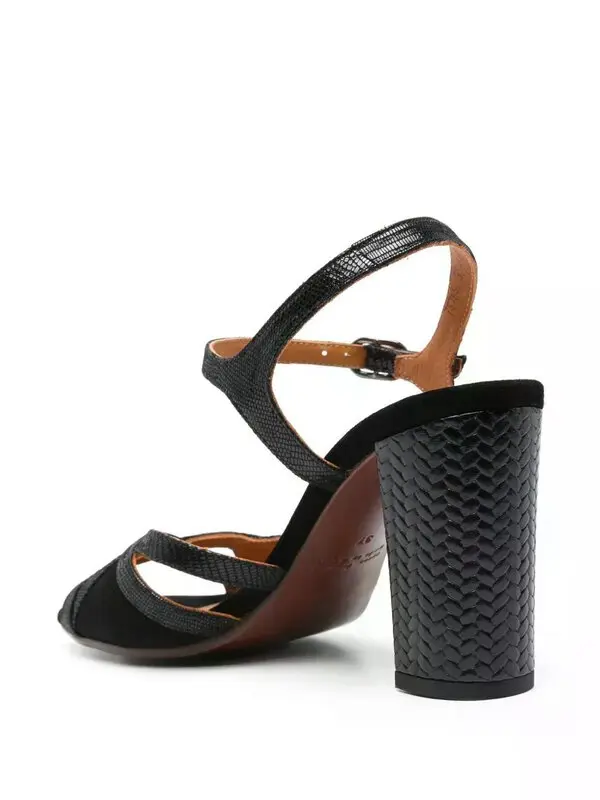 Chie Mihara Crossover Strap Block Heel Sandals - Black