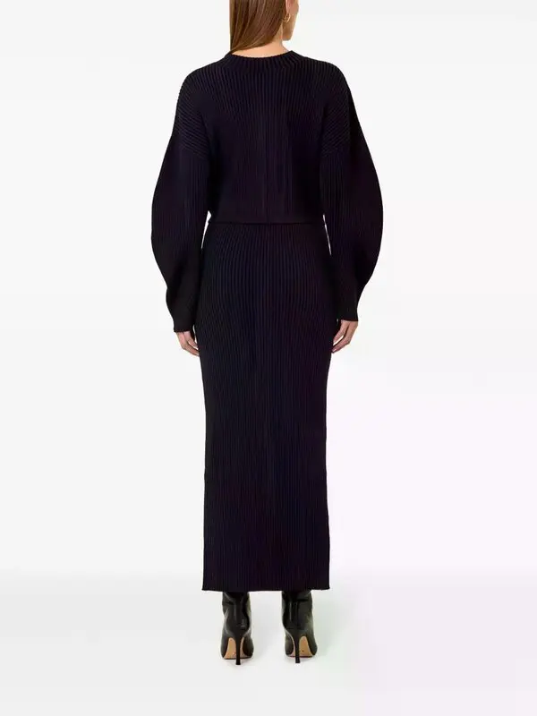 NICHOLAS Ribbed Knit Maxi Skirt With Press-stud Placket