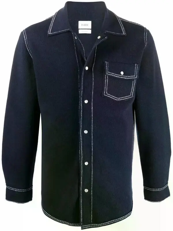 BARRIE Flap-pocket Cashmere Overshirt - Blue