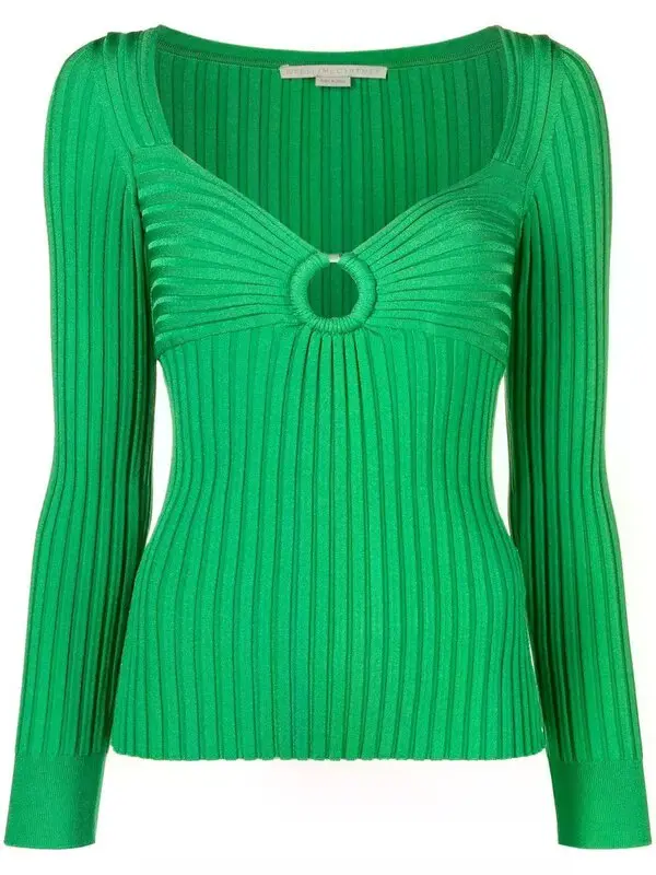 Stella McCartney Cut-out Ribbed Knitted Top - Green