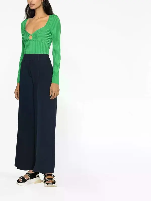 Stella McCartney Cut-out Ribbed Knitted Top - Green