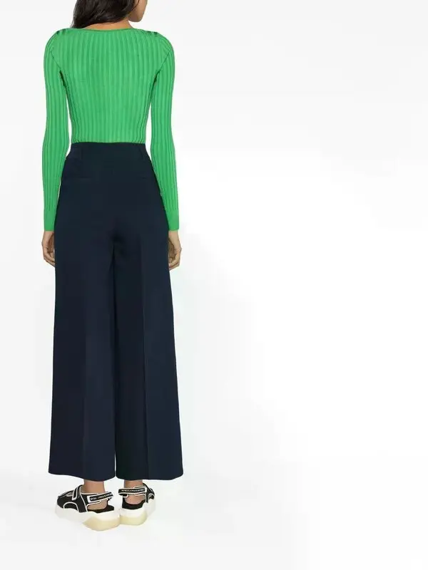 Stella McCartney Cut-out Ribbed Knitted Top - Green