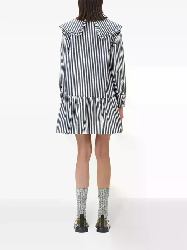 GANNI Striped Cotton Shirt Dress
