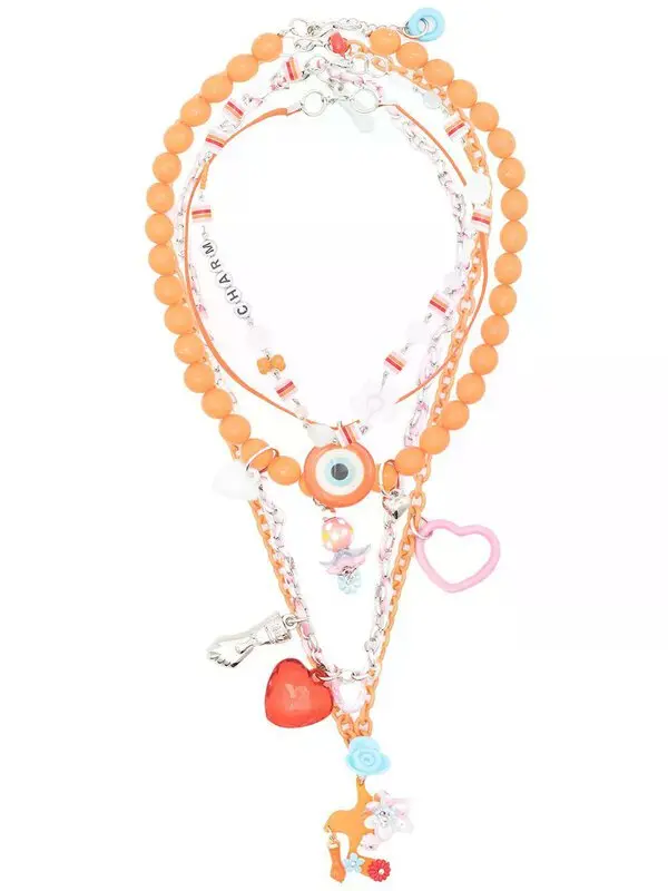 AMIR SLAMA Six-strand Charm Necklace - Orange