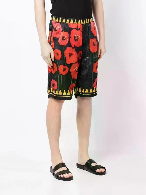ENDLESS JOY Floral-print Silk Shorts - Black