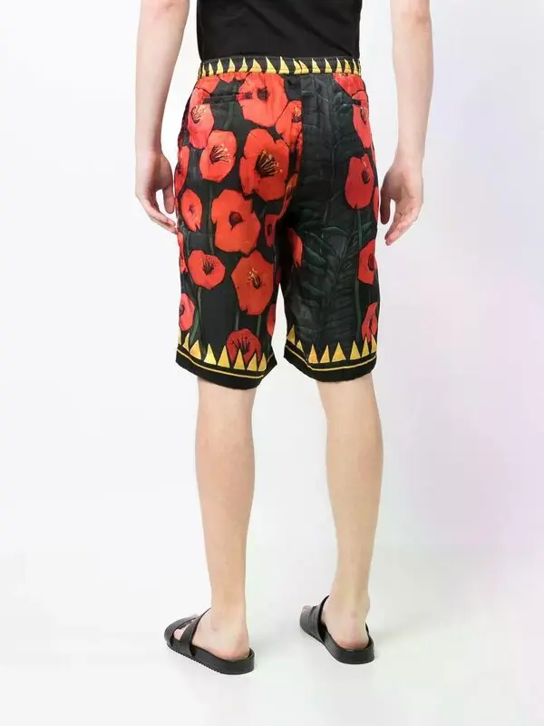 ENDLESS JOY Floral-print Silk Shorts - Black