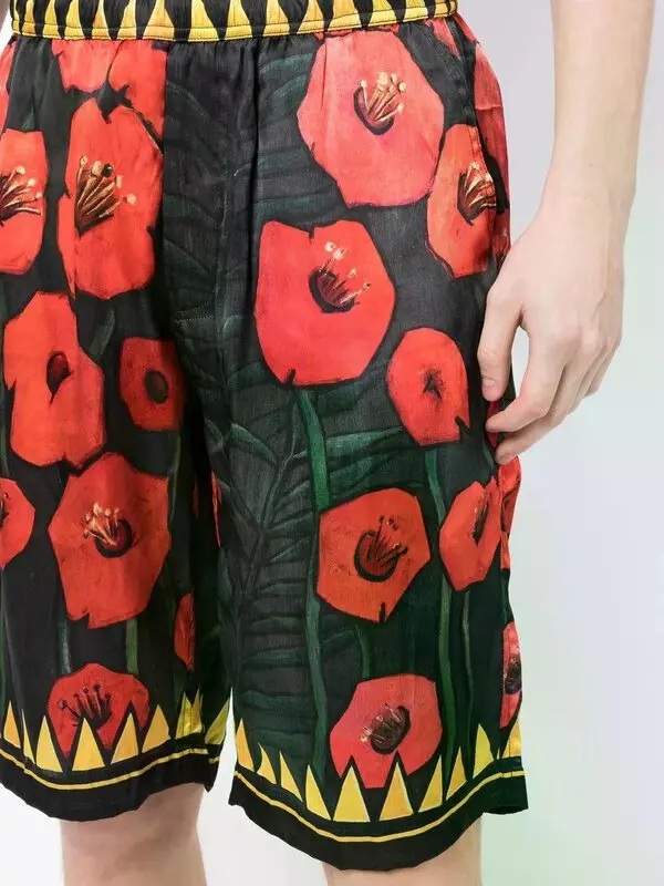 ENDLESS JOY Floral-print Silk Shorts - Black