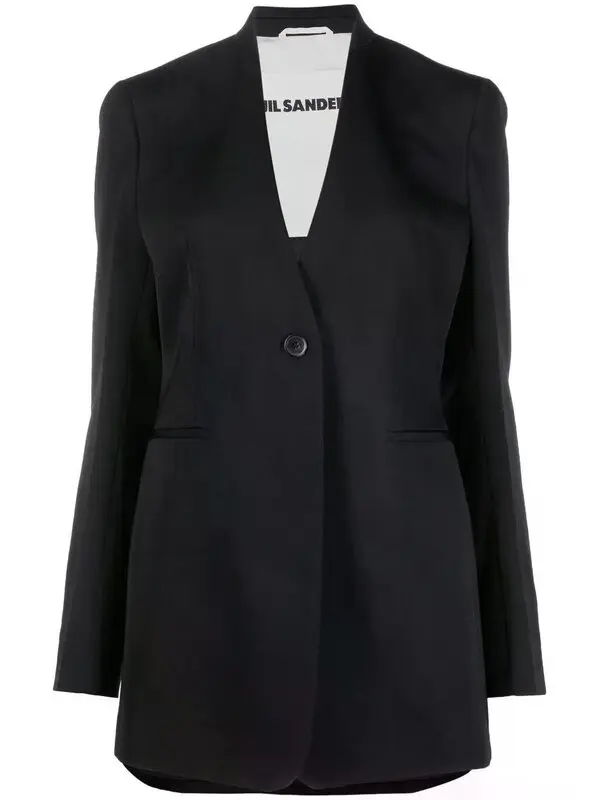 JIL SANDER Lapelless Single-breasted Blazer - Black