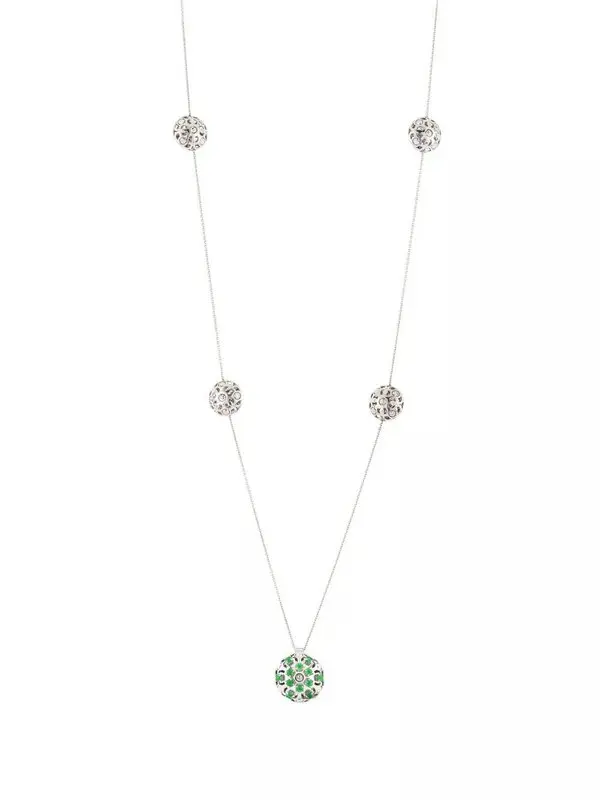 OFFICINA BERNARDI 18kt White Gold Damasco Emerald Necklace - Silver