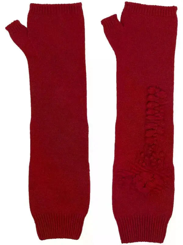 BARRIE Cashmere Fingerless Mittens - Red