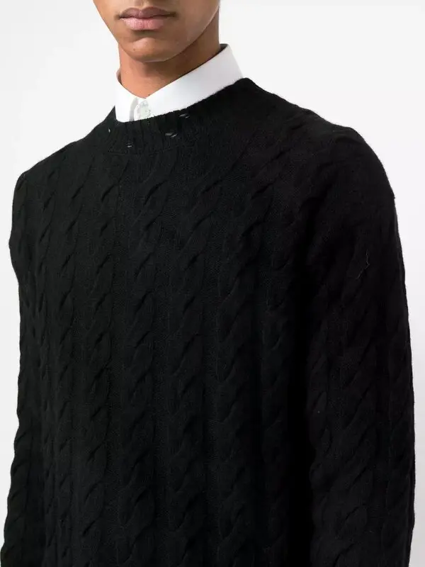 LANEUS Cable-knit Crew Neck Sweater