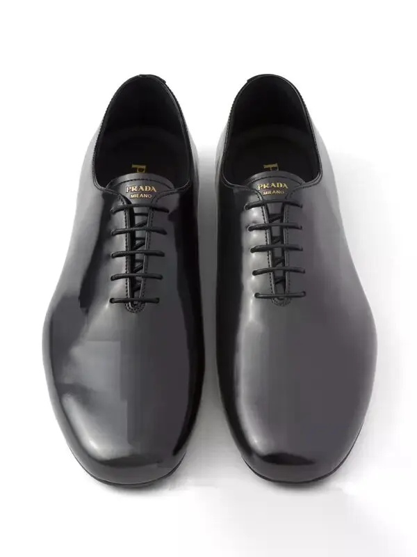 Prada Brushed-leather Lace-up Shoes