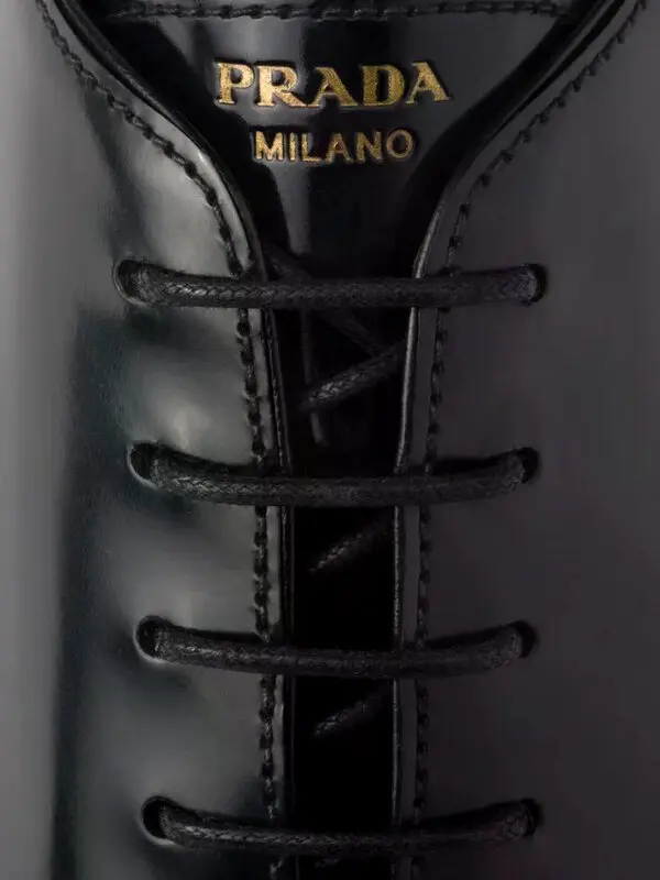 Prada Brushed-leather Lace-up Shoes