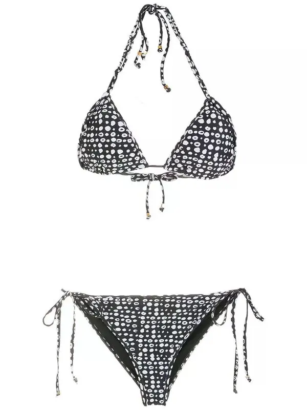 AMIR SLAMA Polka Dot-print Triangle Bikini - Black