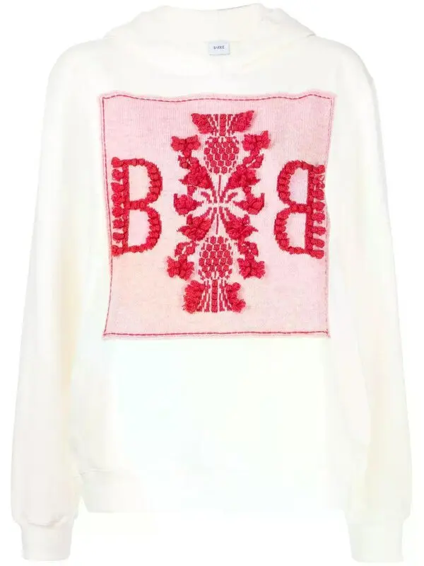 BARRIE Logo-patch Cotton Hoodie - Neutrals