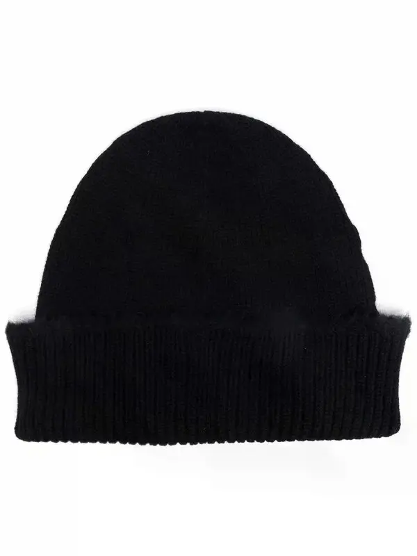 BARRIE Ribbed Cashmere Beanie - Black