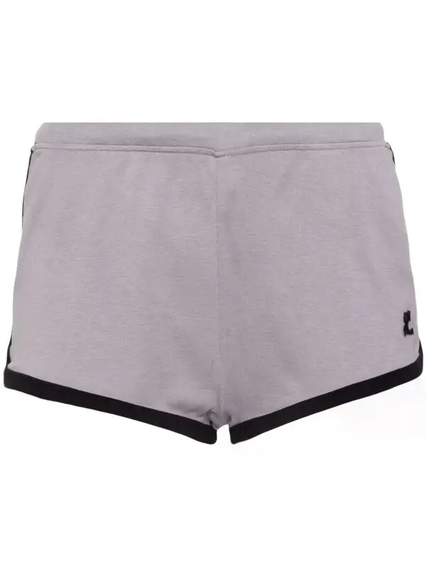 COURREGES Contrast Cotton Mini Shorts