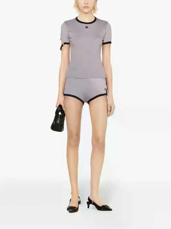 COURREGES Contrast Cotton Mini Shorts
