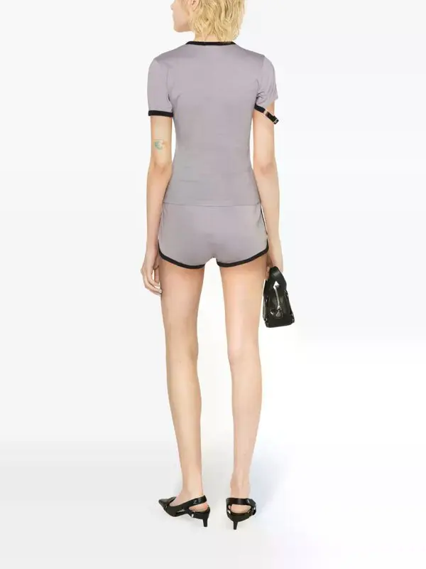 COURREGES Contrast Cotton Mini Shorts