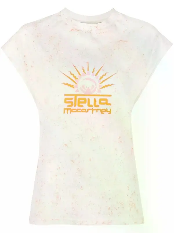 Stella McCartney Graphic-print Cap-sleeved T-shirt - White