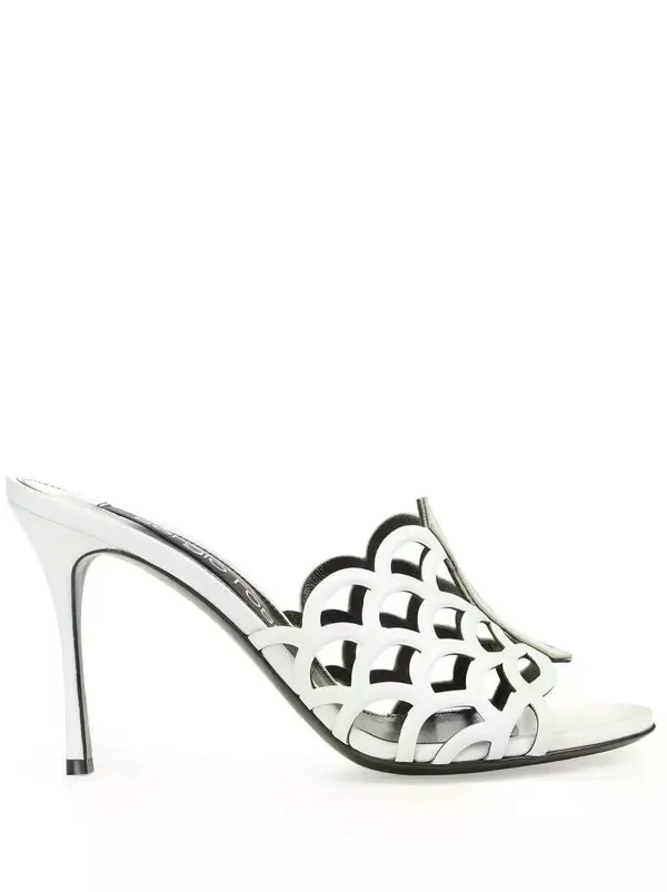 SERGIO ROSSI Sr Mermaid 90mm Leather Mules - White