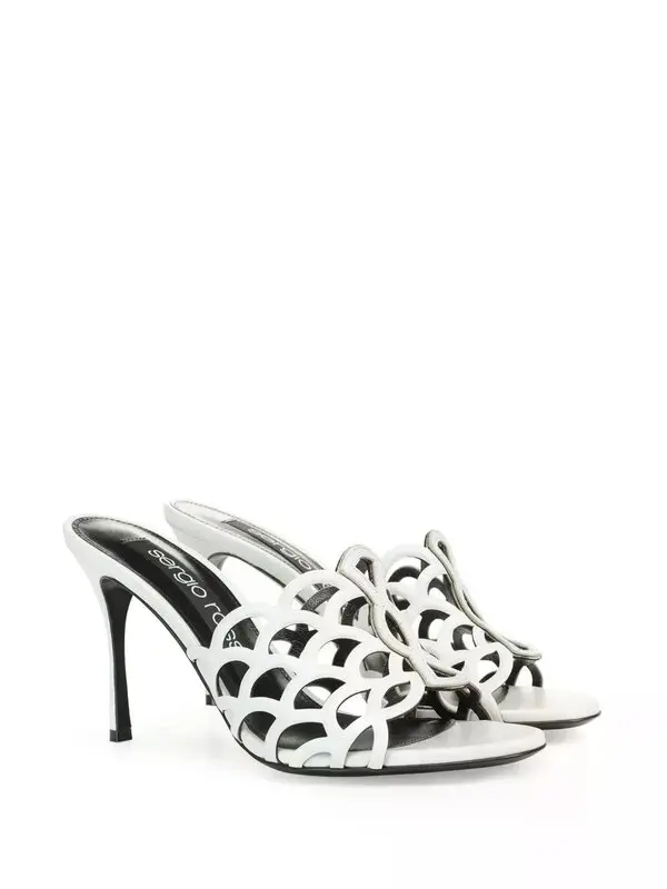 SERGIO ROSSI Sr Mermaid 90mm Leather Mules - White