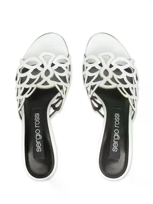 SERGIO ROSSI Sr Mermaid 90mm Leather Mules - White