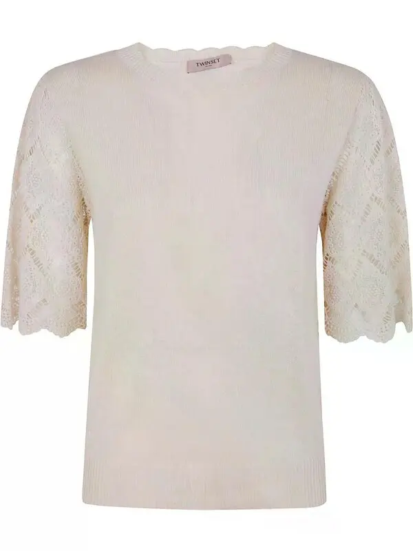 TWINSET Lace-sleeved Blouse - Neutrals