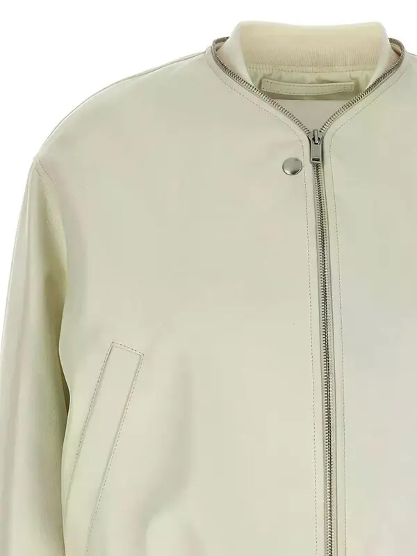 JIL SANDER Leather Bomber Jacket - Neutrals