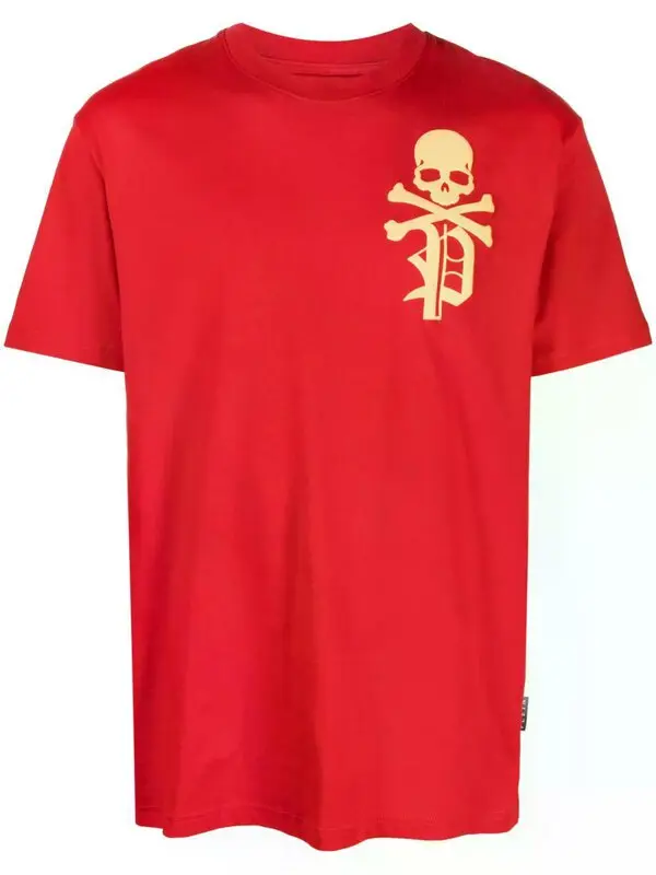 Philipp Plein Skull&bones-print Cotton T-shirt - Red